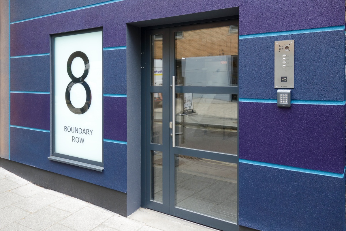 Glass entrance doors for Boundary Row