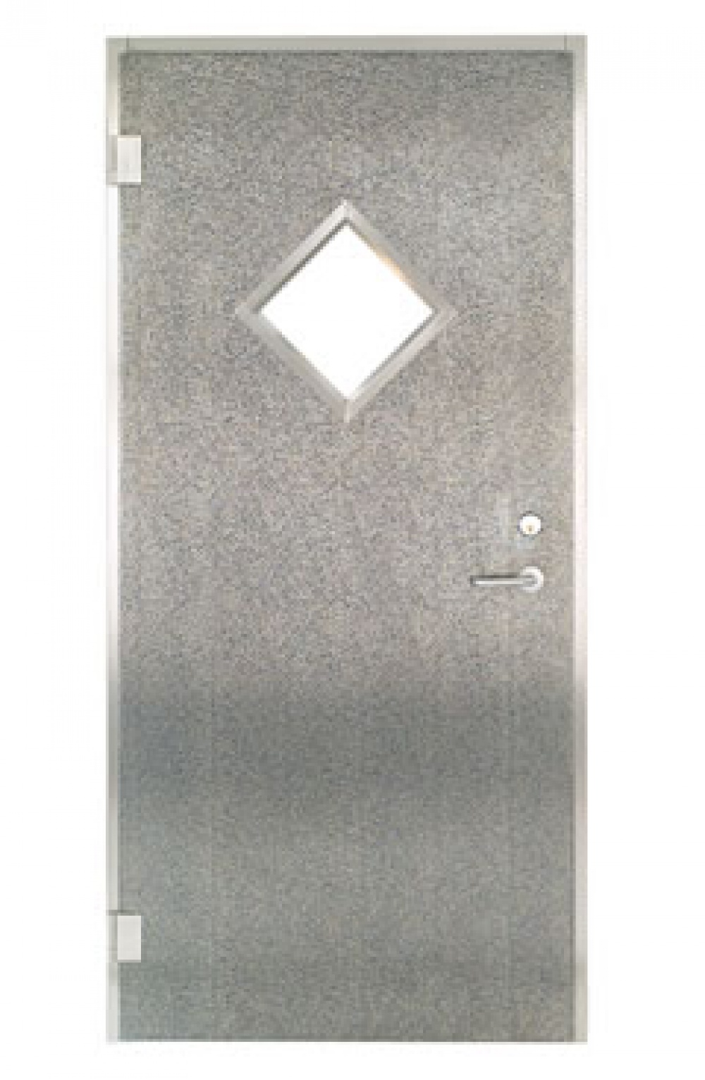 Steel Door Vision panels - powder coat and stainless steel.